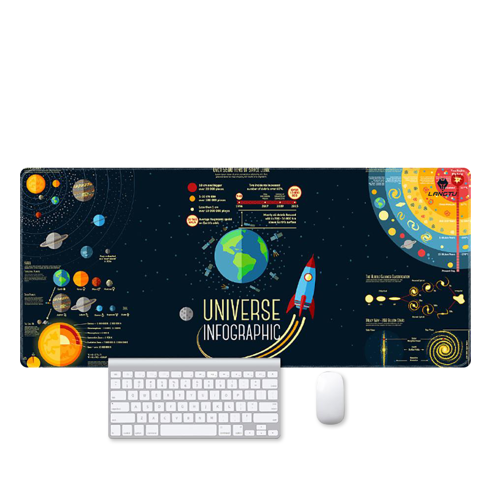 LANGTU Space Themed Non-Slip Universe Infographic Extended Gaming Mous ...